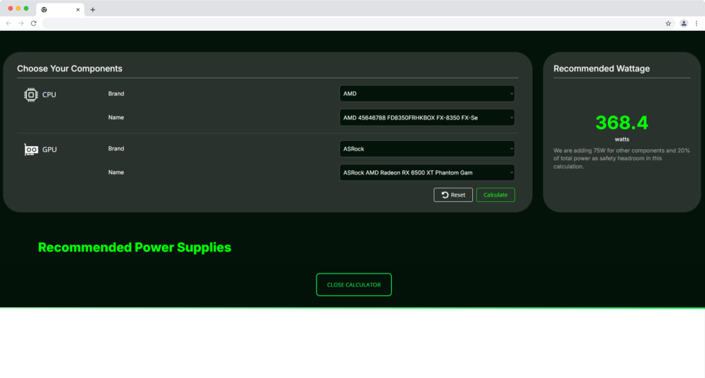 PC Power Supply Calculator - Easy PC - Build Your Dream PC